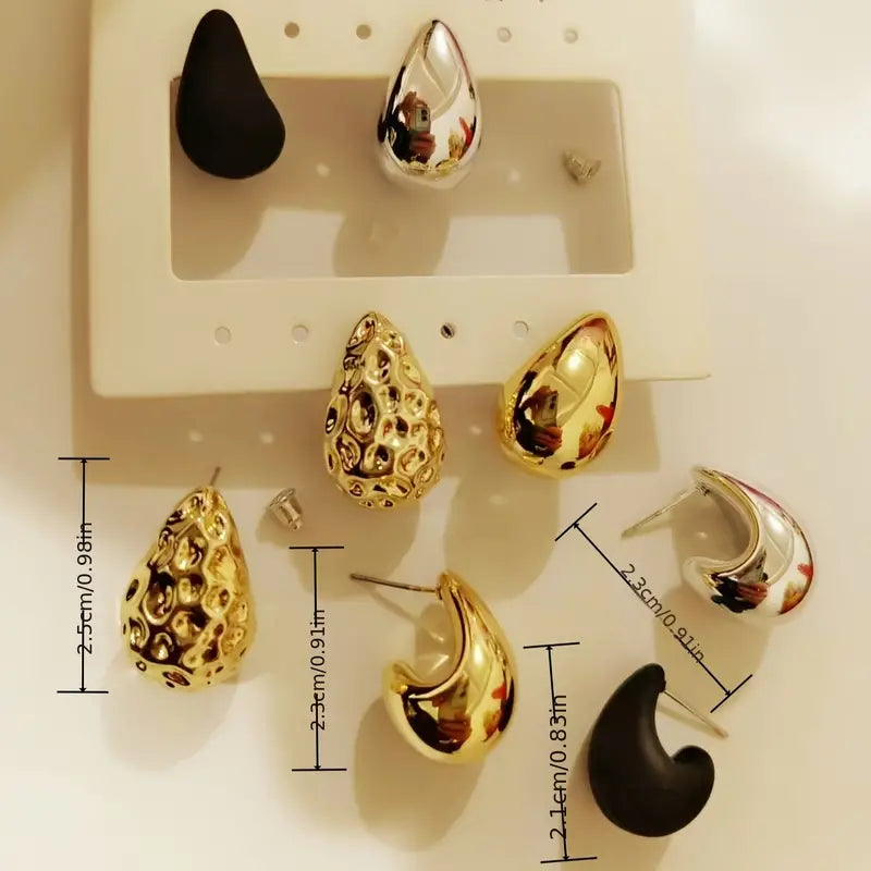 Set 4 Pairs - Elegant Waterdrop Design, Lightweight CCB Material, Hypo ...