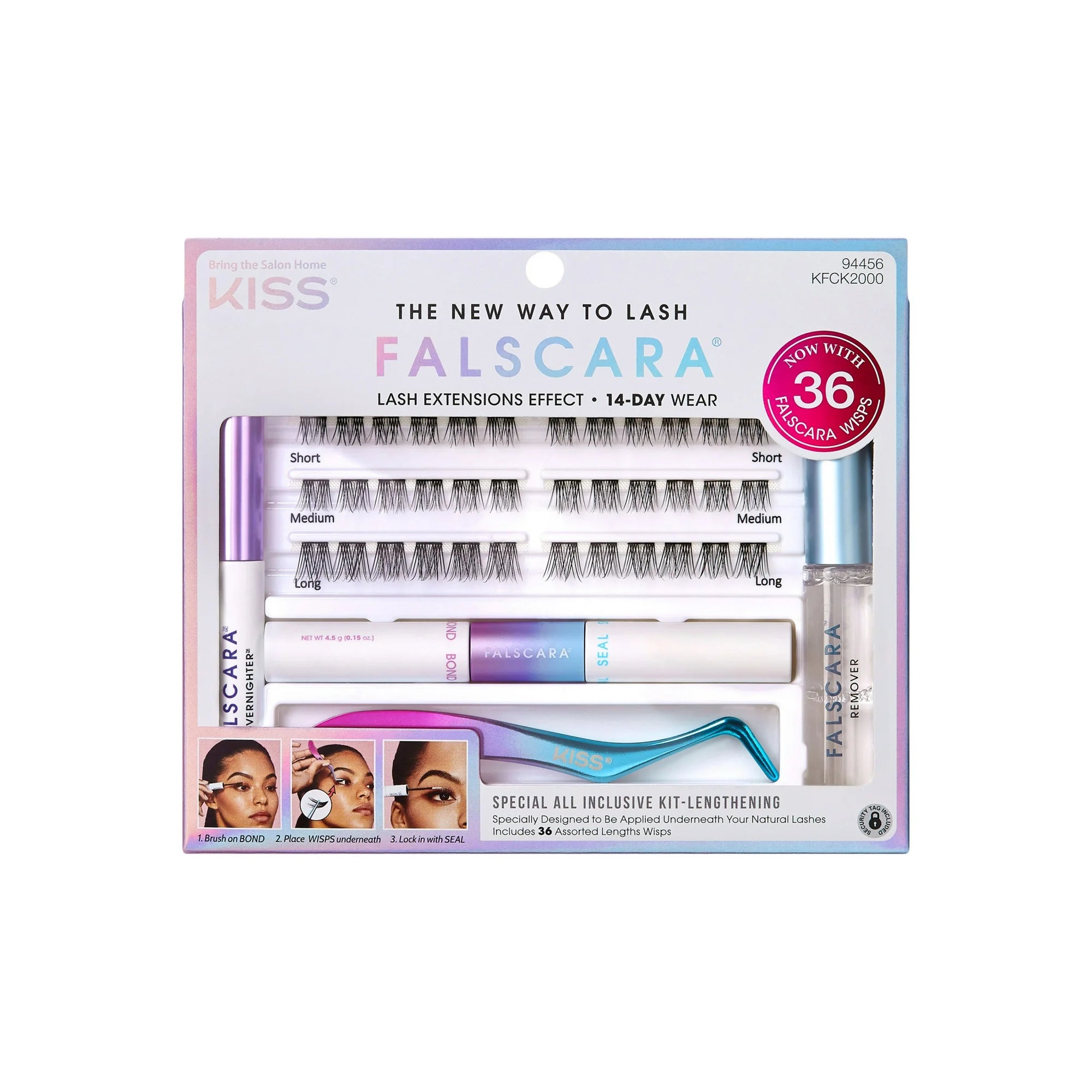 KISS Falscara Starter Kit Deluxe, Lash Extension Kit, Lengthening Wisp ...